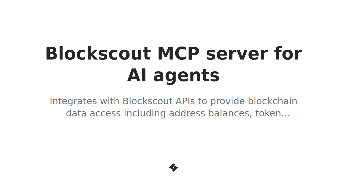 Blockscout MCP server for AI agents