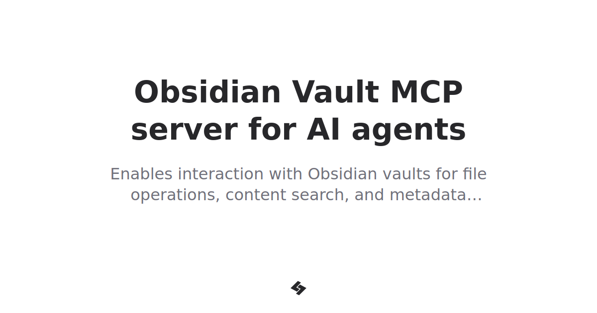 Obsidian Vault MCP server for AI agents