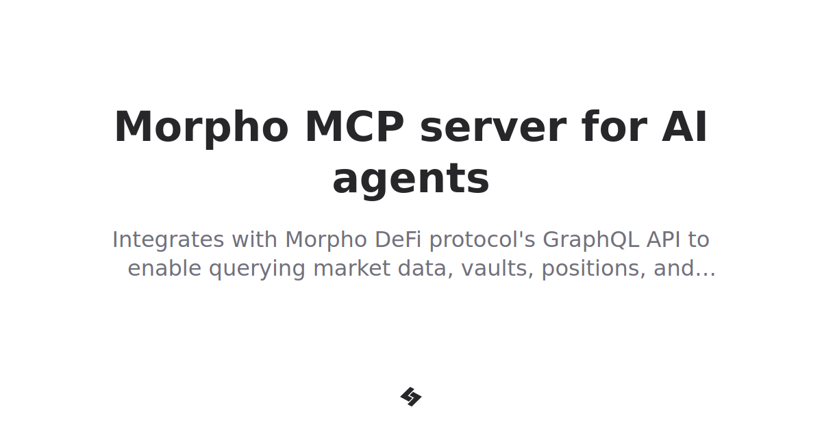 Morpho MCP server for AI agents