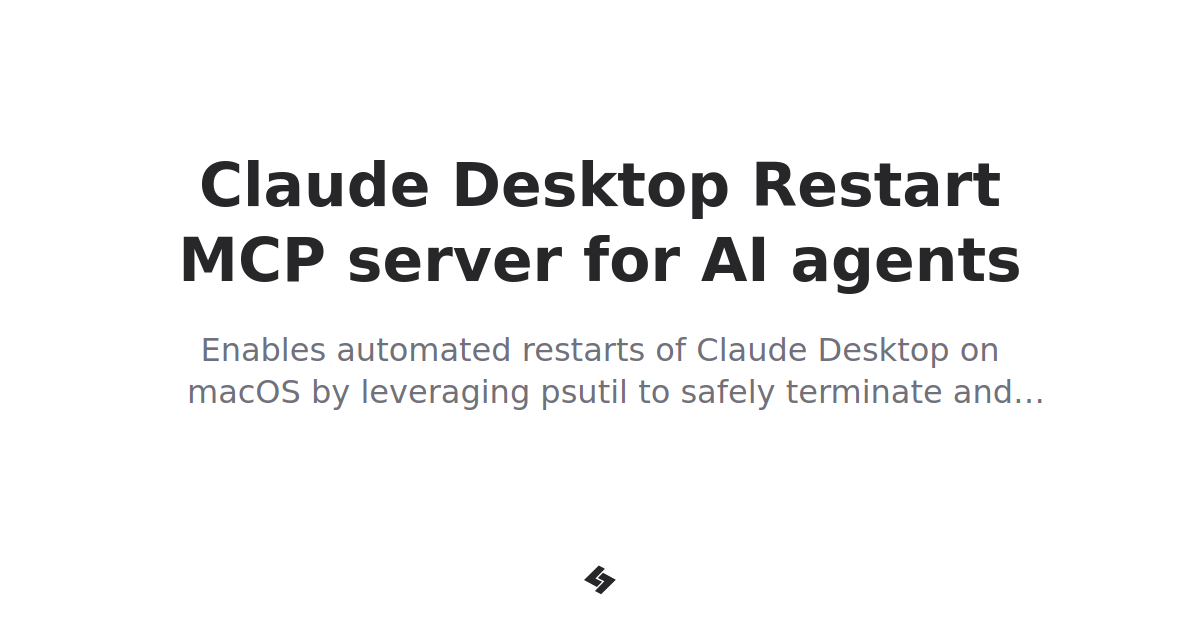 Claude Desktop Restart MCP server for AI agents