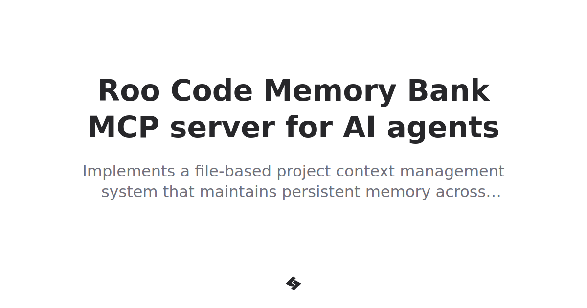 Roo Code Memory Bank MCP server for AI agents
