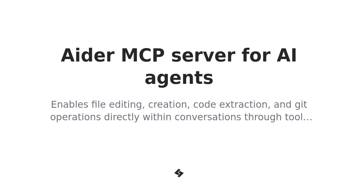 Aider MCP server for AI agents