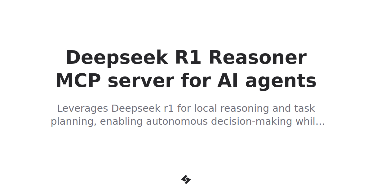 Deepseek R1 Reasoner MCP server for AI agents