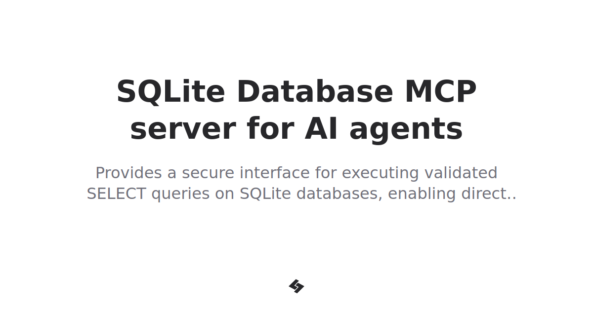 SQLite Database MCP server for AI agents