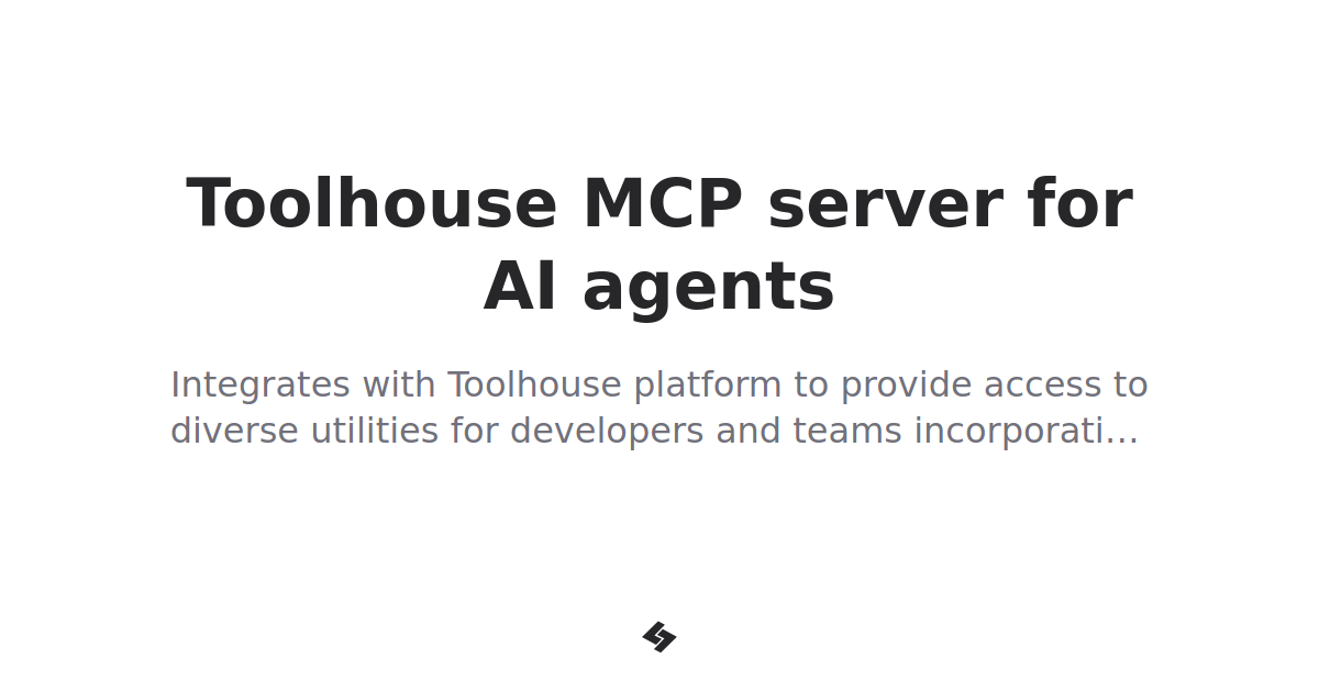 Toolhouse MCP server for AI agents