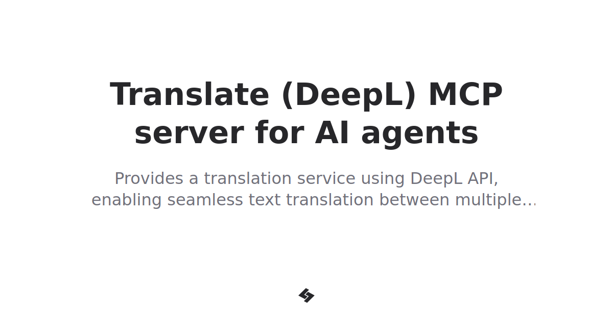 Translate (DeepL) MCP server for AI agents