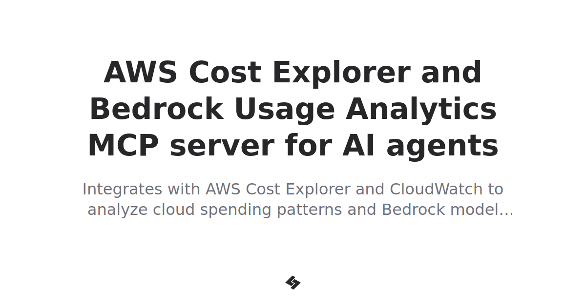 AWS Cost Explorer and Bedrock Usage Analytics MCP server for AI agents