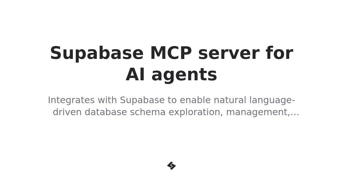 Supabase MCP server for AI agents