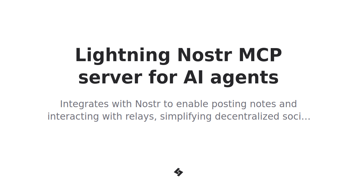 Lightning Nostr MCP server for AI agents