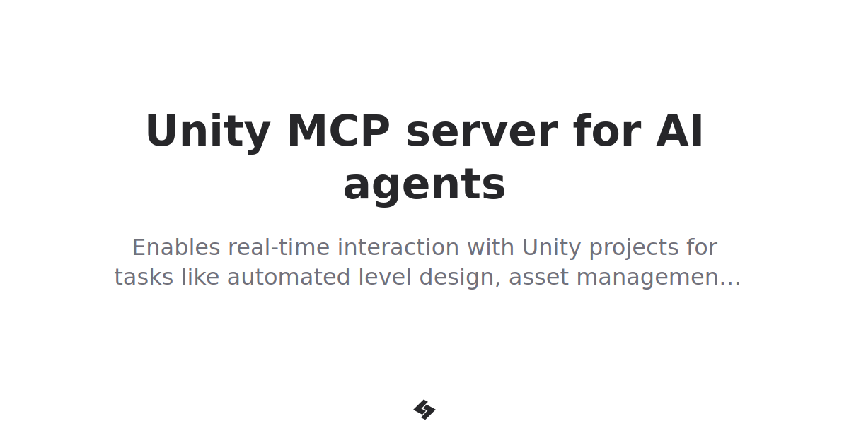 Unity MCP server for AI agents