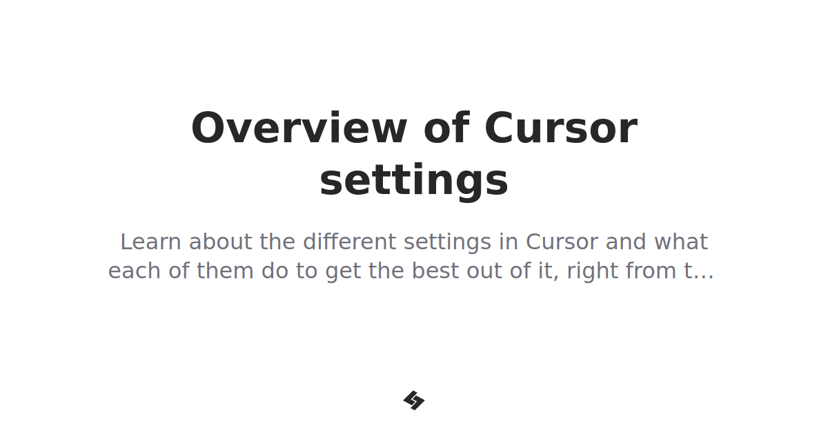 Overview of Cursor settings