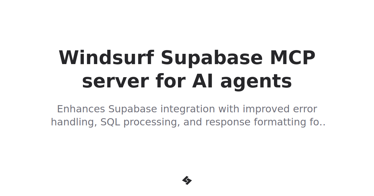 Windsurf Supabase MCP server for AI agents