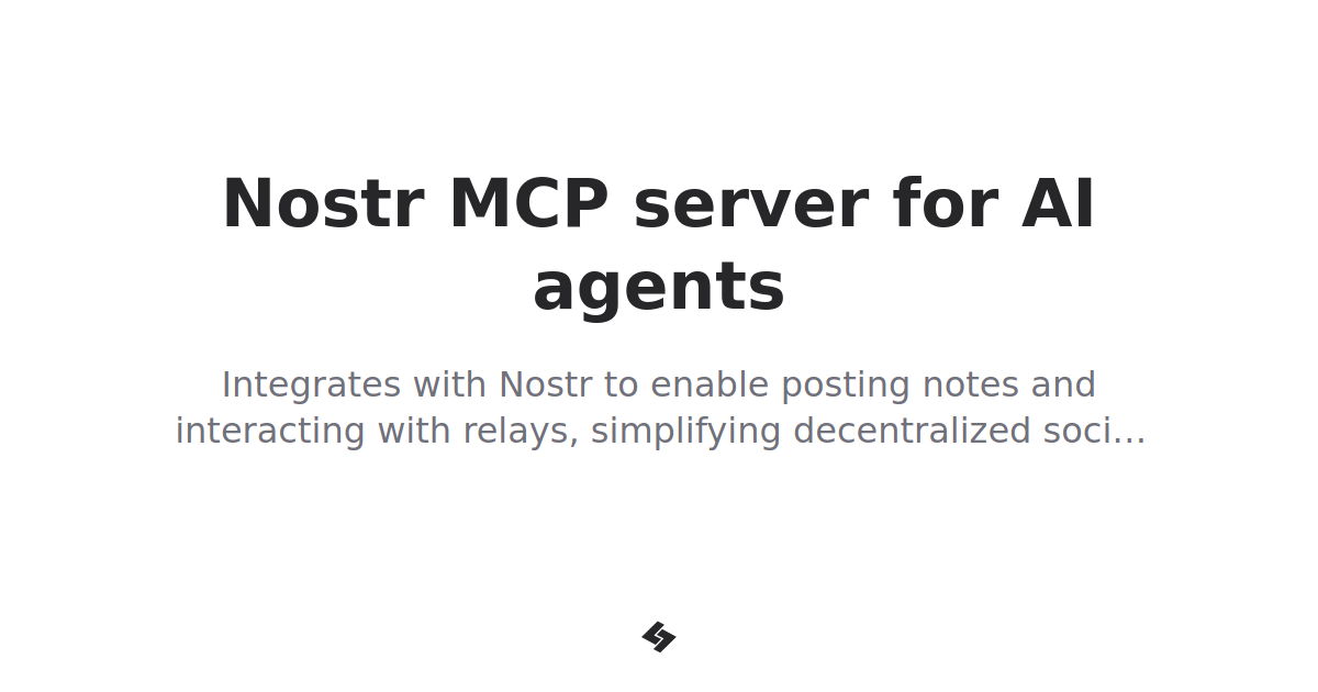 Nostr MCP server for AI agents