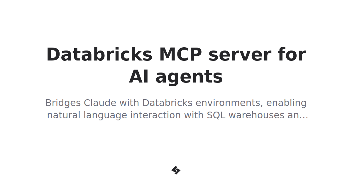 Databricks MCP server for AI agents